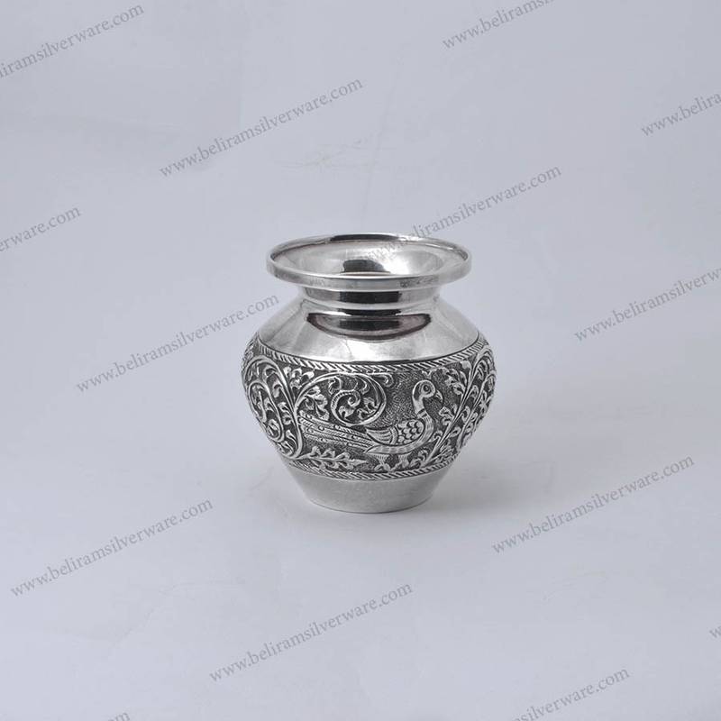Peacock Nakshi Silver Lota - Beliram Silverware